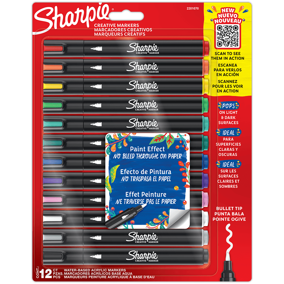 Marcador Sharpie Acrílico Punta Bala 12 Colores Surtidos – Marangunic