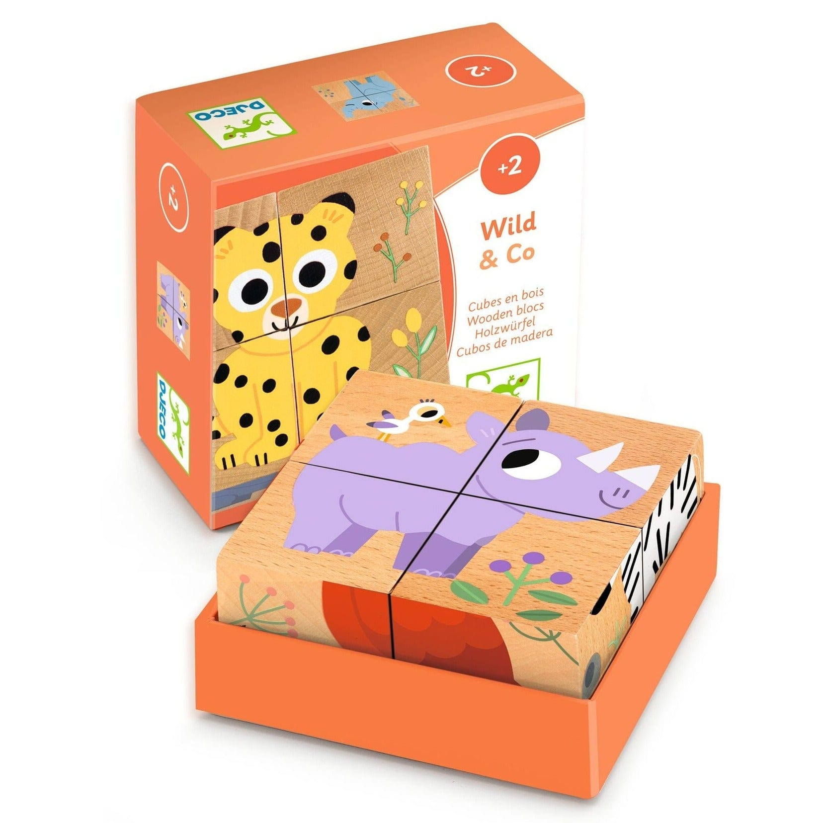 Puzzle 4 Cubos de Madera Wild & Co – Marangunic